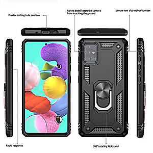 LeYi for Samsung A51 Case, Samsung Galaxy A51 Case with [2 Pack] Tempered Glass Screen Protector, [Military-Grade] Protective Phone Case with Ring Kickstand for Samsung A51 (Not Fit A51 5G), Black
