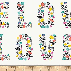 Art Gallery Fabrics Art Gallery Letters Love Blooms Fabric, White