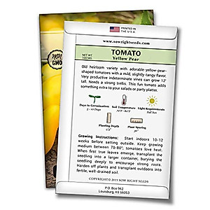 Sow Right Seeds - Yellow Pear Tomato Seed for Planting - Non-GMO Heirloom Packet with Instructions to Plant a Home Vegetable Garden - Great Gardening Gift (1)
