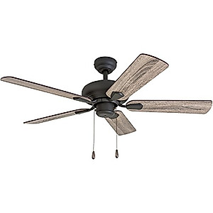 Prominence Home Madison County, 42 Inch Industrial Style LED Ceiling Fan with Light, Pull Chain, Three Mounting Options, Modern Dual Finish Blades, Reversible Motor - 50588-01 ( Bronze)