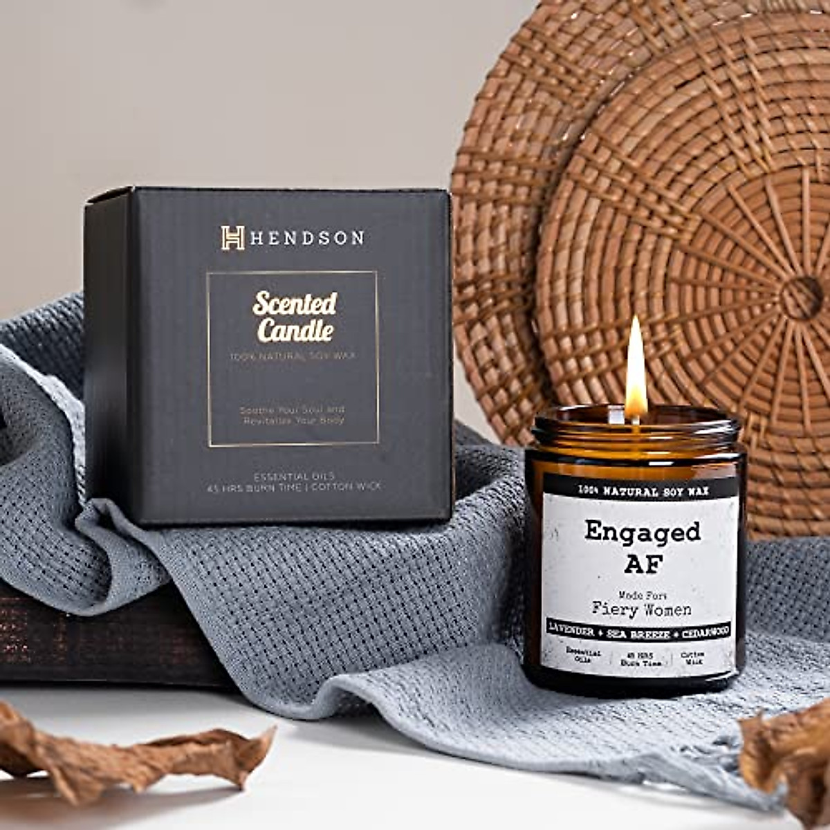 Engagement Gifts for Women - Wedding Candle, Bridal Shower, Bachelorette Party Gift for Bride to Be - Christmas Present for Engaged Couple Fiance, Couples Gift - Hendson Scented Candles