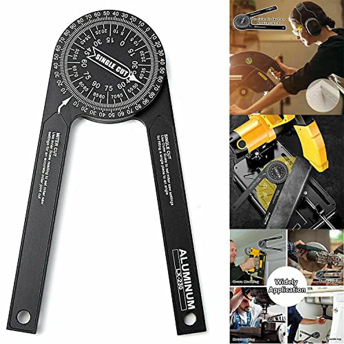 Gotical - Combo of 2 - Flexible Plastic Military Coordinate Scale Protractor MILS map Protractor & 360° Aluminum Angle Finder Miter Saw Protractor Woodworking Measuring Ruler Tool