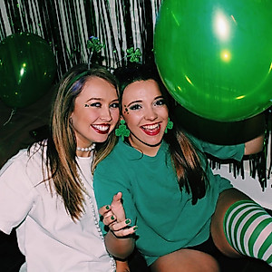 St. Patrick's Day Earrings Beaded Green Shamrock Earrings Handmade Lucky Leaf Drop Dangle Earring for Women Funny Irish Holiday Jewelry Gifts (Leaf 2)