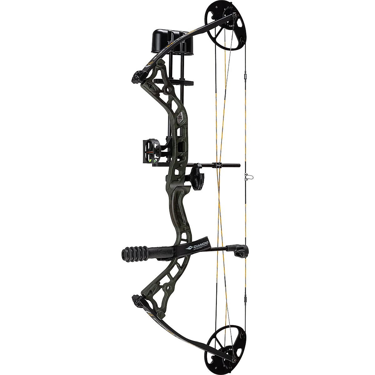 DIAMOND ARCHERY Infinite 305 Adjustable Fully Accessorized Hunting Compound Bow - 7-70 LBS Draw Weight, 19"-31" Draw Length, 305 FPS, Right Hand, Green Country Root