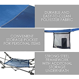 Zenithen Limited Outdoor Indoor Portable Foldable Metal Framed Lounge Hammock Furniture for Camping, Backyard, and Patio, Full Sized Hammock with Storage, Blue