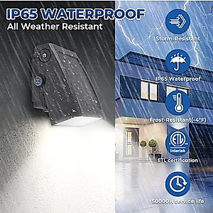 CINOTON 40W LED Wall Pack Light with Dusk to Dawn Photocell and 240W/150W/100W LED Parking Lot Light Outdoor Arm & Slipfitter Mount