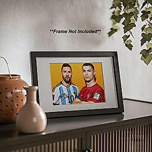 Ikonic Fotohaus Lionel Messi Cristiano Ronaldo Argentina Portugal Soccer Goats Signed Photo Autograph Print Wall Art Home Decor