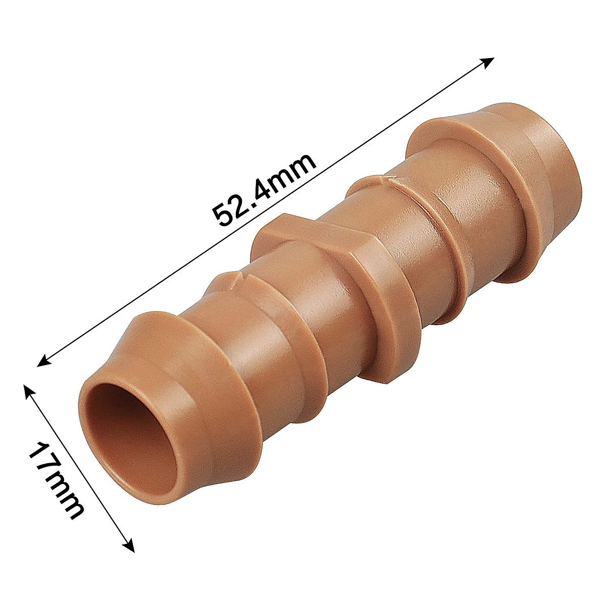 JAYEE 25 Pack Drip Irrigation Barbed Coupling Fittings (17mm) for 1/2" Drip Hose(0.600”ID), Sprinkler Tubing Connector for Drip System