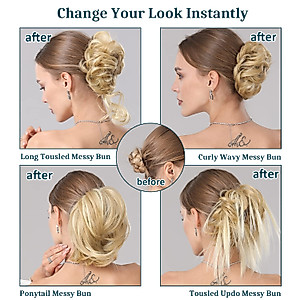 Messy Bun Hair Piece 4Pcs Different Style Beach Blonde Hair Bun Hair Piece Scrunchie Extensions Ponytails Hair Extensions for Women