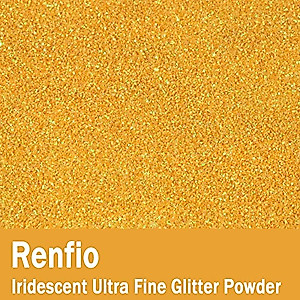Renfio Iridescent Ultra Fine Glitter Powder Resin Supplies Glitters 1.75 Oz (50g) PET Flake Crafts Sequins 1/128" 0.008" 0.2mm Epoxy Chips Flakes for Tumblers Slime Painting - Yellow