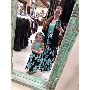 Qin.Orianna Mommy and Me Boho Floral Family Matching Maxi Dress with Pocket for Mother’s Day Green