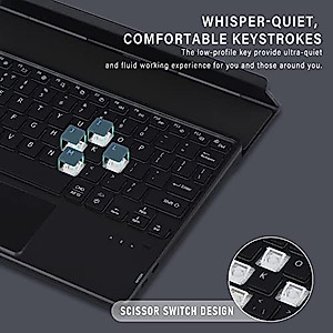Doohoeek Multi-Device Bluetooth Backlit Keyboard with Trackpad, Keyboard with Mouse Pad & Kickstand for Tablets, Laptops, Phones and Computers