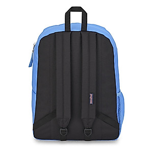 JanSport Cross Town Backpack, 17" x 12.5" x 6" - Simple Bag with 1 Main Compartment, Front Utility Pocket - Premium Class Accessories - Blue Neon