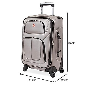 SwissGear Sion Softside Expandable Luggage, Pewter, Carry-On 21-Inch