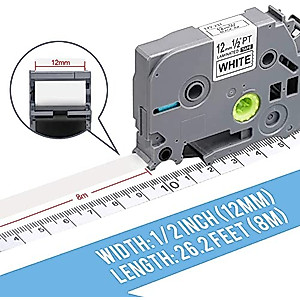 12mm Label Tape Compatible with Brother Label Maker Tape Replacement for Brother P-Touch Label Maker PT-D210 PT-H110 PT-1880 PT-D400
