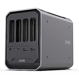 SanDisk Professional - PRO-Dock 4; 4-Bay Reader Docking Station - (1x) USB-C (USB 3.2 Gen 1) Port - SDPD14F-0000-NBAAD, Gray