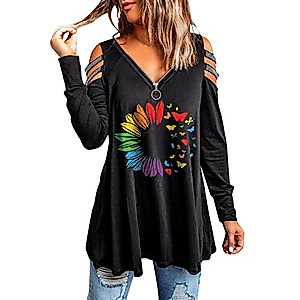 Long Sleeve Shirts for Women Fitted V Neck Women's Long Sleeve Button Lapel Pullover Tunic Swing Sweatshirt Red