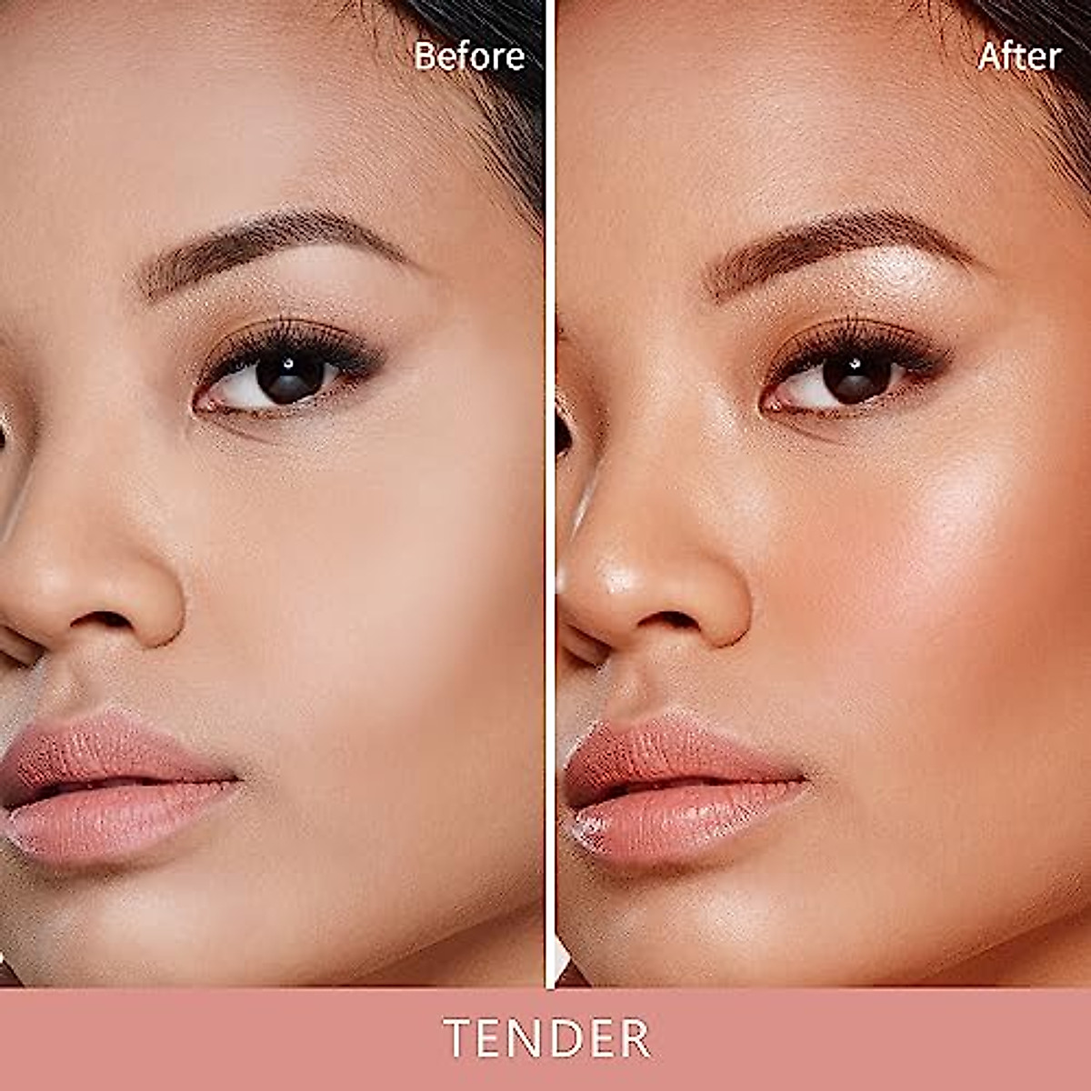 MYMERRY Blush Stick, Cream Blush for Cheeks and Lip Tint, Dewy Finish, Buildable & Blendable Color, Lightweight & Long-Lasting Formula | Tender-Peach & Angled Blush Brush（0.53fl.oz）