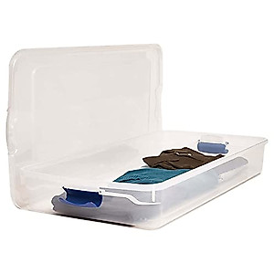 Homz Multipurpose 60 Qt Underbed Secure Latching Clear Plastic Storage Container with Snap-On Lid and Wheels for Home & Office Organization, (2 Pack)