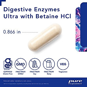 Pure Encapsulations Digestive Enzymes Ultra with Betaine HCl | Vegetarian Digestive Enzymes to Support Protein, Carbohydrate, Fiber, and Dairy Digestion* | 90 Capsules