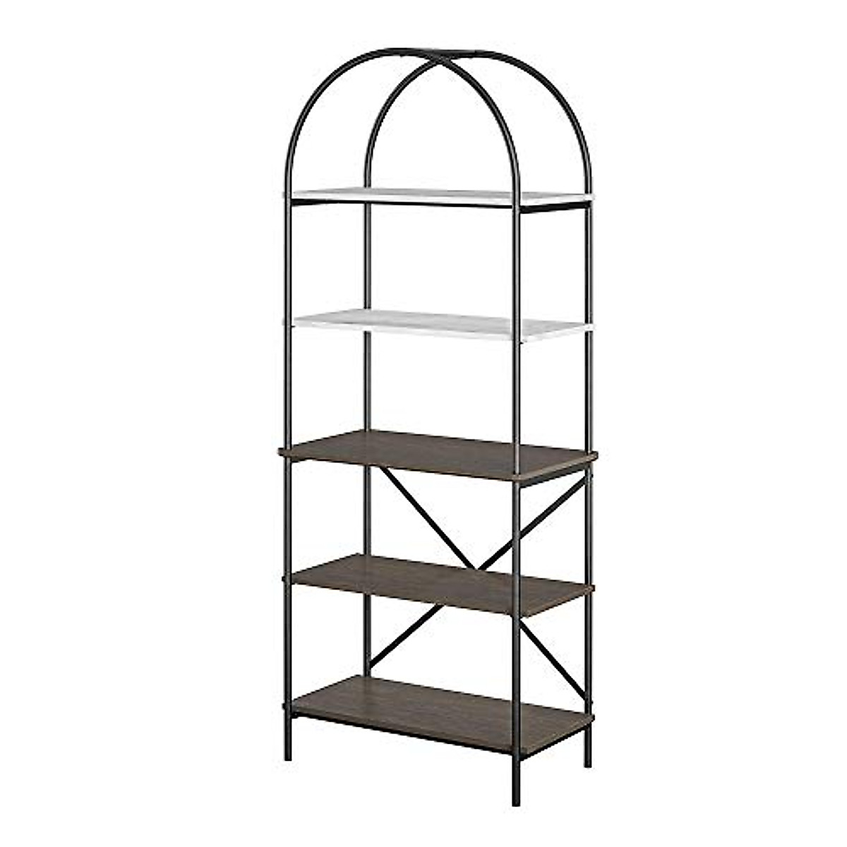 CosmoLiving by Cosmopolitan Vivinne 5 Shelf Oak Bookcase, Gray (Wood Grain)