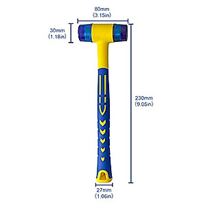 Rubber Mallet Hammer,KAIHAOWIN 30mm Rubber Mallet Rubber Hammer Small Rubber Mallet Double-Faced Soft Hammer with Ergonomic Shaped Anti-Shock/Slip Handle for Jewelry Leather Crafts Woodworking Camping