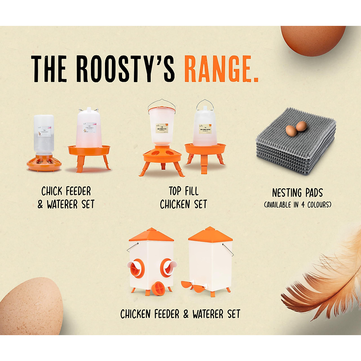 Roosty's Chick Feeder and Waterer Kit - 1L Chick Feeder and 1.5L Chick Waterer | Chicken Feeder and Hanging Chicken Waterer | Duck Feeder, Quail Feeder, Chicken Starter Kit | Baby Chicken Supplies