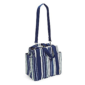Vera Bradley Women's Deluxe Canvas Tote Bag, Seaside Stripe Navy, One Size