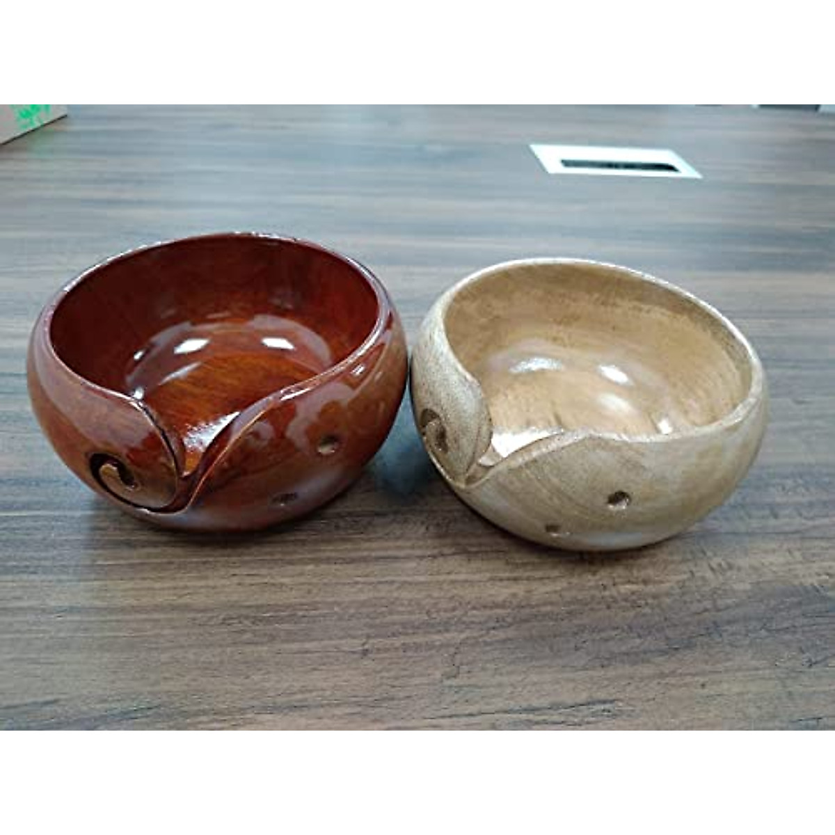 Decorative Yarn Bowl Weaving Supply Circular Yarn Storage Bowl Wooden for Knitting Crochet by SUFY Crafts (Small-6x6x3 Inch)