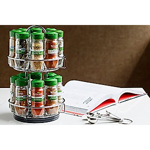 McCormick Gourmet Two Tier Chrome 16 Piece Organic Spice Rack Organizer with Spices Included, 15.41 oz