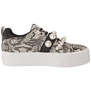 Karl Lagerfeld Paris Women's Vidya Pearls-Lace Sneaker, Black/White, 9.5