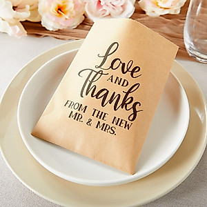100 Pack Love and Thanks From the New Mr & Mrs for Wedding, Party Favor Bags for Goodie, Gifts, Decorations, 5x7 in