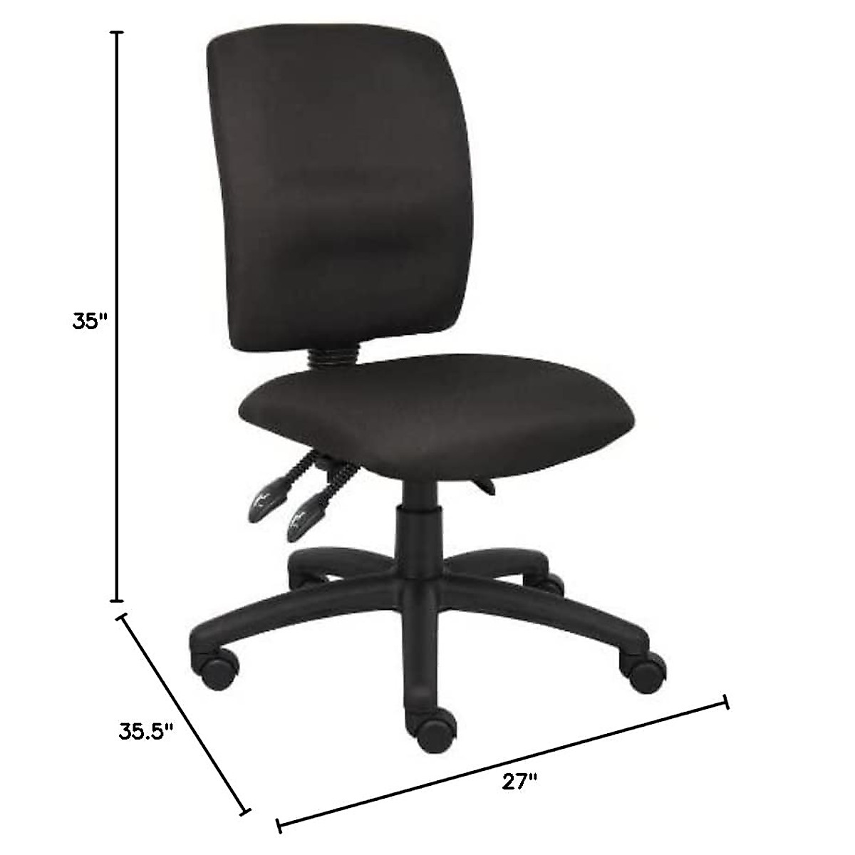 Boss Office Products Multi-Function Fabric Task Chair without Arms in Black (B3035-BK)