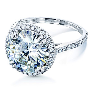 Kobelli Moissanite Halo Engagement Ring 5 1/5 CTW in 14k White Gold, Size 9, White Gold