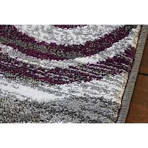 Masada Rugs, Stephanie Collection Area Rug Modern Contemporary Design 1103 Purple Grey White (2 Feet X 7 Feet 3 Inch) Runner