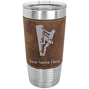 LaserGram 20oz Vacuum Insulated Tumbler Mug, Rock Climber, Personalized Engraving Included (Faux Leather, Rustic)