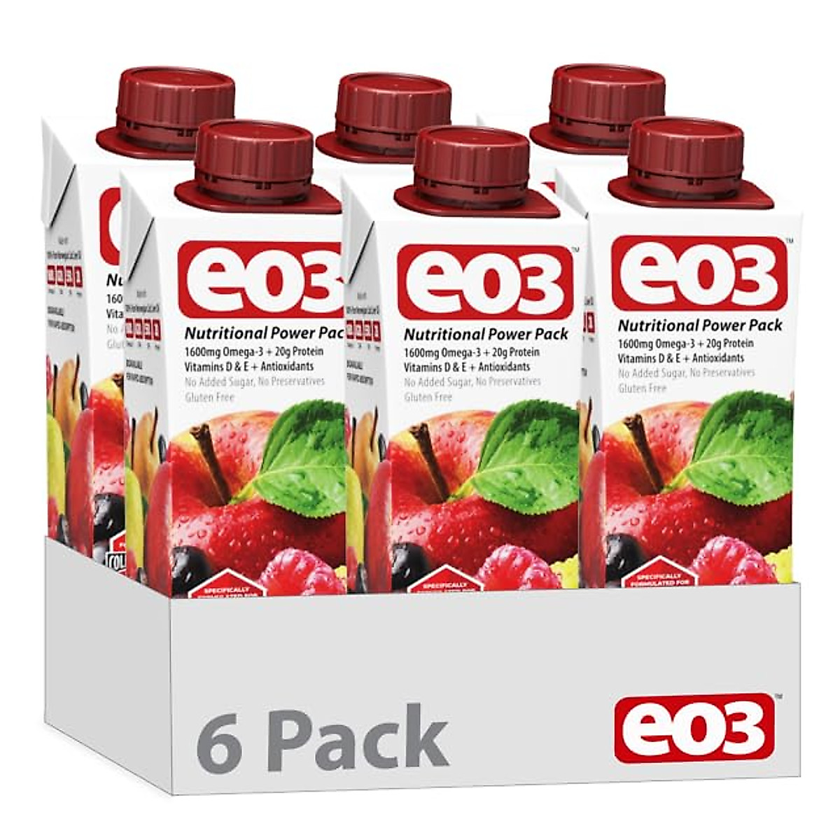 EO3 Omega-3 Multi-Nutritional Fruit Smoothie | 100% Cod Liver Oil | Whey Protein, Vitamins, Antioxidants| Gluten Free, No Added Sugar, No Preservatives | Ready-to-Drink | 6 Pack, 8.4 Fl Oz