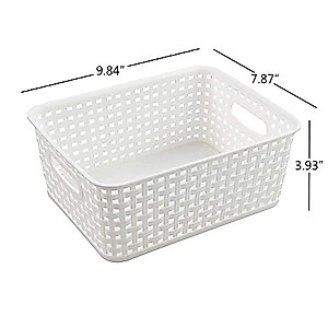 Joyeen 6 Pack Woven Basket, Plastic Small Storage Basket, White