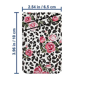 Diascia Pack of 2 - Cellphone Stick on Leather Cardholder ( Cute Rose Mix Leopard Pattern Pattern ) ID Credit Card Pouch Wallet Pocket Sleeve