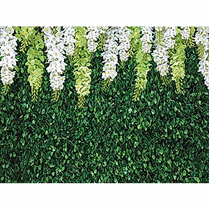 CHAIYA 10x8ft Greenery Backdrop with Flowers Green Leaf White Flower Photo Backdrops Bridal Shower Backdrop for Wedding Backdrops Reception Ceremony Birthday Party Decoration CY-027