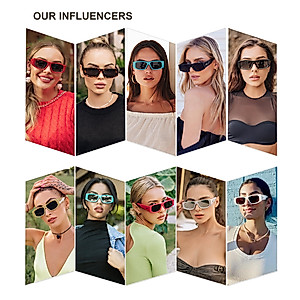 SOJOS Trendy Y2K Polarized Rectangle Sunglasses for Women Men Retro Designer Rave Sunglasses SJ2228, Bright Silver/Silver Mirrored