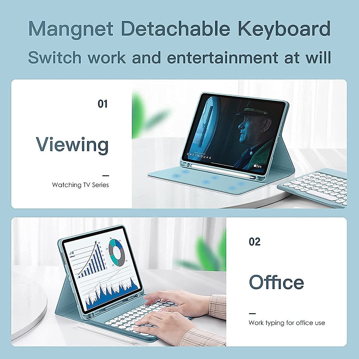 QIYIBOCASE Galaxy Tab S6 Lite 2024/2022/2020 Keyboard Case with S Pen Holder, Magnetic Detachable Round Keys Keyboard Case for S6 lite (SM-P620/P625/P613/P619/P615/P610) (Pink)