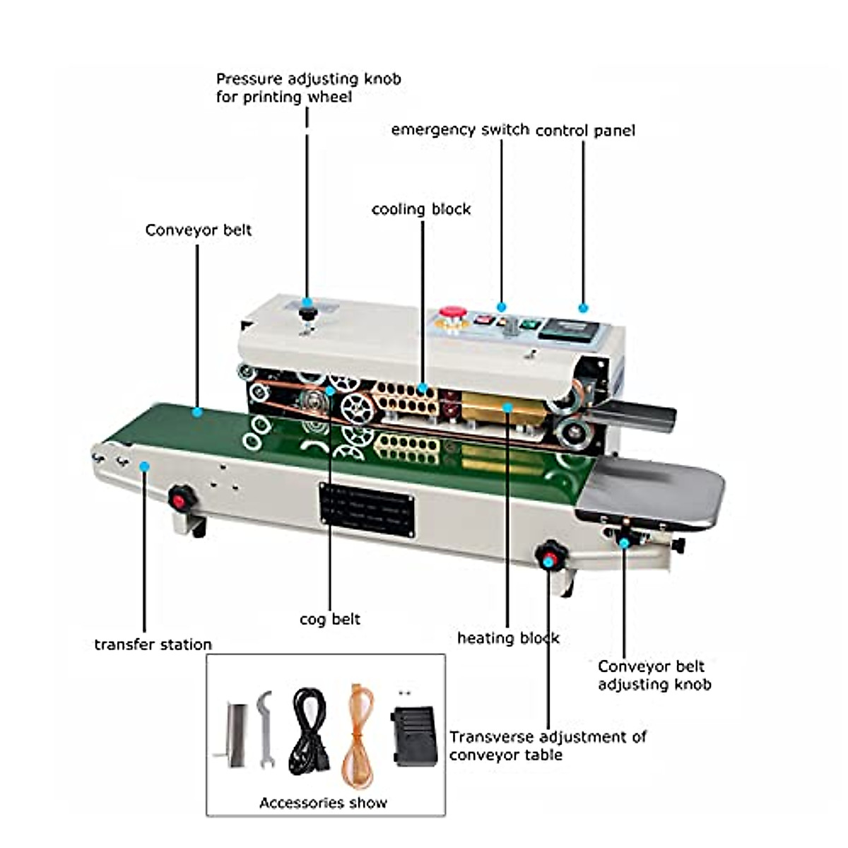 INTSUPERMAI Automatic Continuous Sealing Machine Vertical FR770 Auto Impulse Bag Sealer Machine with Digital Display