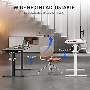 FLEXISPOT Electric Standing Desk 55 x 24 Inch Adjustable Height Desk Home Office Computer Workstation Sit Stand Desk, Black Top + Black Frame