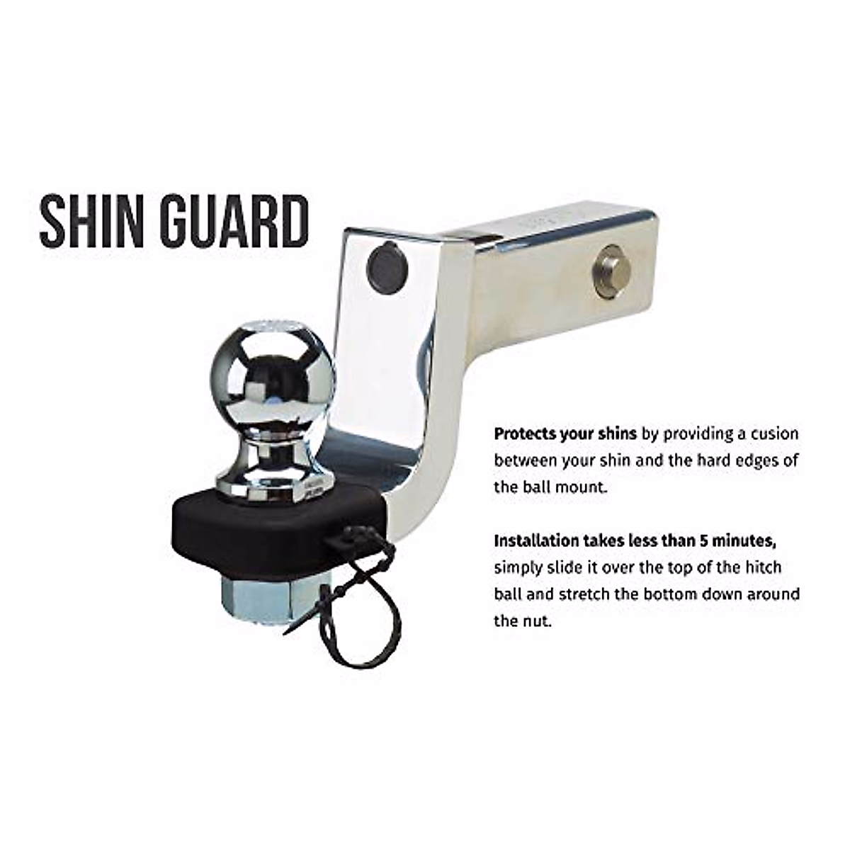 Fastway 82-00-3125 Hitch Black SHIN Guard with Wire Tether