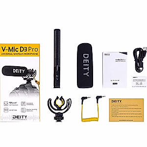 Deity V-Mic D3 Pro Super-Cardioid Directional Shotgun Microphone with Rycote Shockmount for DSLRs, Camcorders, Smartphones, Tablets, Handy Recorders, Laptop and Bodypack Transmitters