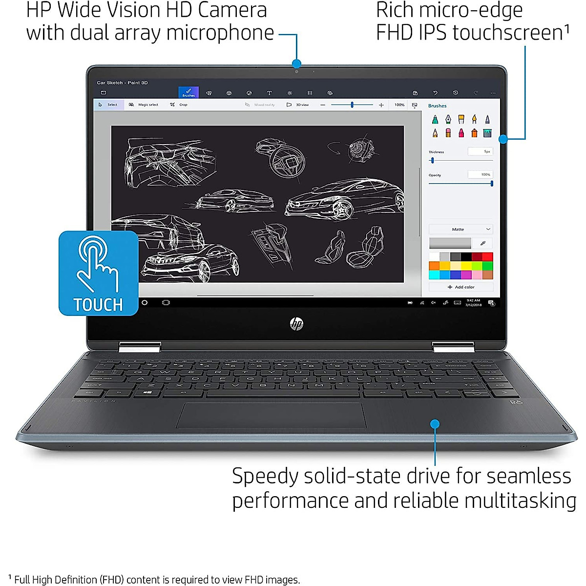 HP 2020 Pavilion x360 14" FHD WLED Touchscreen 2-in-1 Convertible Laptop, Intel Core i5-1035G1 up to 3.6GHz, 8GB DDR4, 256GB SSD, 802.11ac, Bluetooth, Webcam, HDMI, Windows 10,Cloud Blue