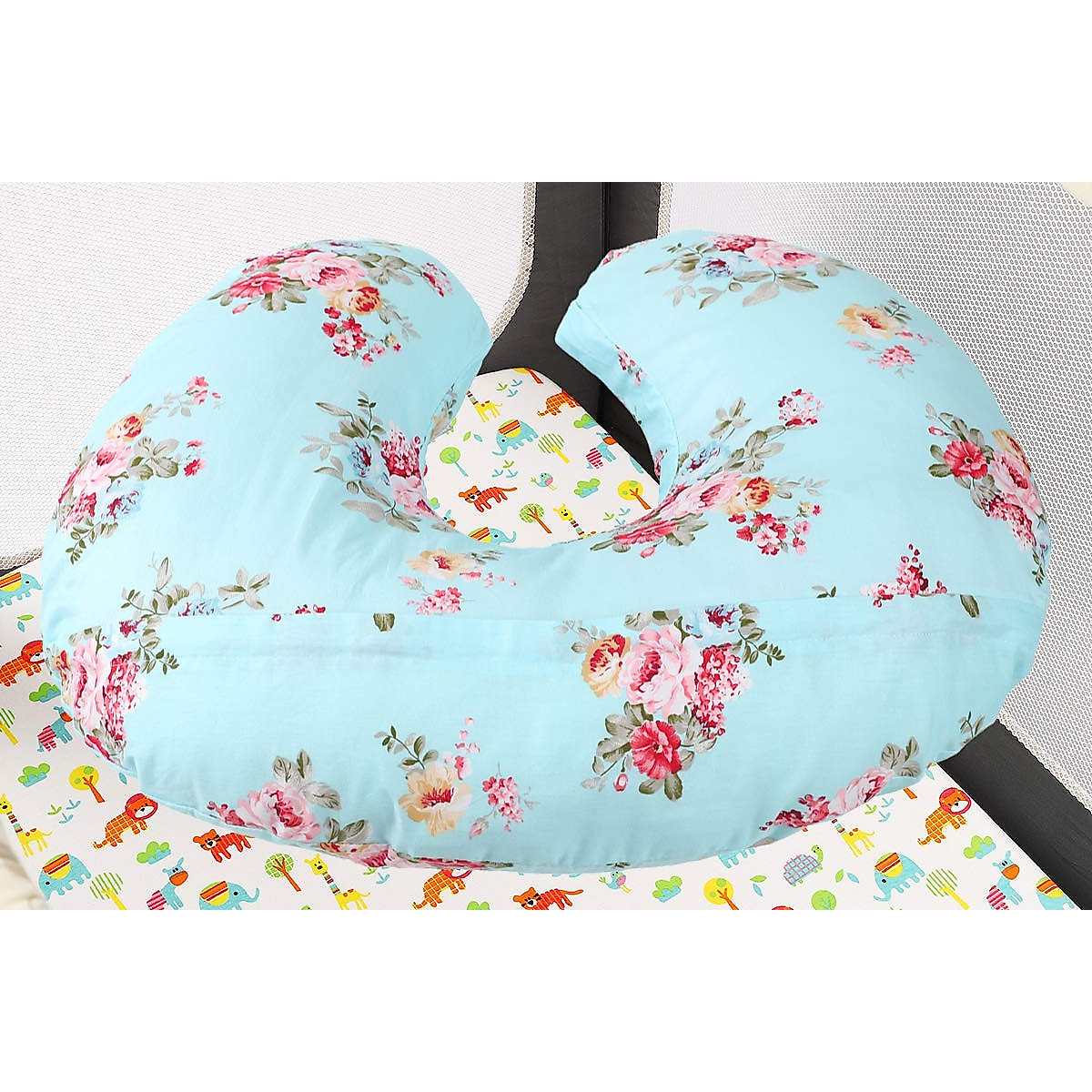 Knlpruhk Floral Nursing Pillow Cover Set 2 Pack Jersey Knit Soft Hypoallergenic Slipcovers for Breastfeeding Moms Baby Girl Boy Fits On Infant Nursing Pillow