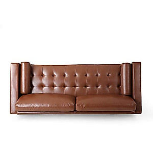 Christopher Knight Home Malinta Sofas, Cognac Brown + Espresso