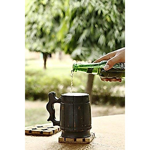 GoCraft Handmade Wooden Beer Mug with 18oz Stainless Steel Cup | Great Beer Gift Ideas Wooden Beer Tankard for Men | Vintage Bar accessories - Barrel Brown Classic Design